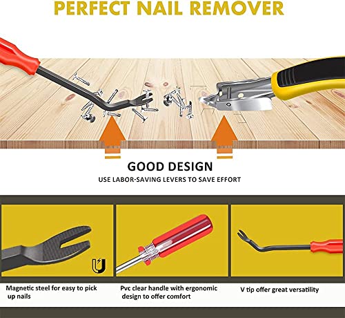 3 Pieces Heavy Duty Staple Remover Tools for Upholstery and Construction, Professional Tack Puller Set, Nail Puller for Quickly and Easily Extract all Kinds of Nails