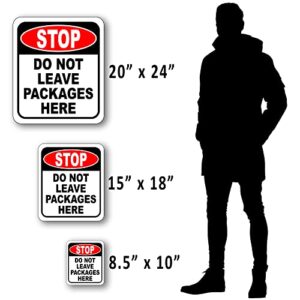 Stop Do Not Leave Packages Here Outdoor Aluminum Signs - Delivery Instructions - Delivery Sign - Package Delivery Box Instructions - Package Box for Outside Sign - Home Front Porch Sign - 8.5" X 10"