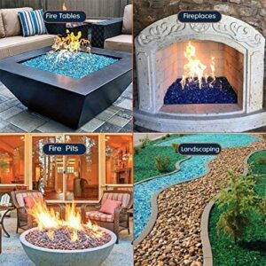 Hisencn Caribbean Blue Fire Glass Rocks for Fire Pit, 1/2 Inch Fire Glass Beads for Propane Gas Fireplace or Natural, Outdoor and Indoor Azure Blue Reflective Decorative Firepit Glass, 10 Pounds