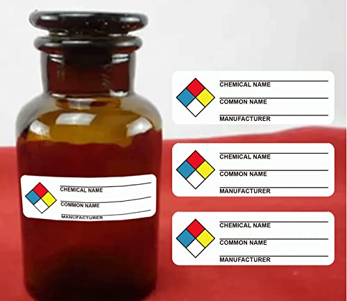 SDS Stickers/MSDS Stickers for Chemical Safty Data 1 X 3 Inches - Chemical Identifying and Labeling Sticker Decals - 250 HIMG Write-in Labels