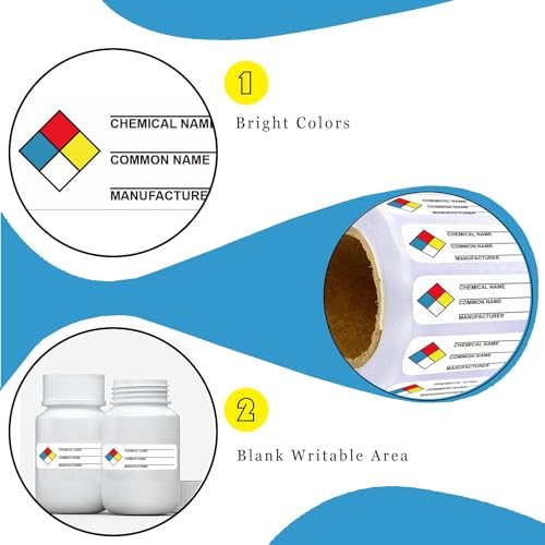 SDS Stickers/MSDS Stickers for Chemical Safty Data 1 X 3 Inches - Chemical Identifying and Labeling Sticker Decals - 250 HIMG Write-in Labels