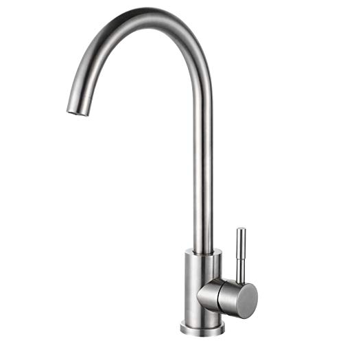 FOJOHSEN Kitchen Faucet Stainless Steel 360 Degree Swivel Single Handle One Hole,Kitchen Sink Faucet (Brushed Nickel)