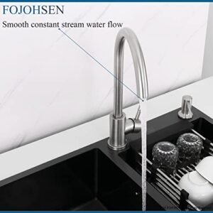 FOJOHSEN Kitchen Faucet Stainless Steel 360 Degree Swivel Single Handle One Hole,Kitchen Sink Faucet (Brushed Nickel)