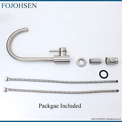 FOJOHSEN Kitchen Faucet Stainless Steel 360 Degree Swivel Single Handle One Hole,Kitchen Sink Faucet (Brushed Nickel)