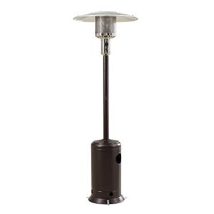 sunjoy 47,000 btu avanti outdoor portable propane heater for patio and garden with safety auto shut off valve and wheels, bronze