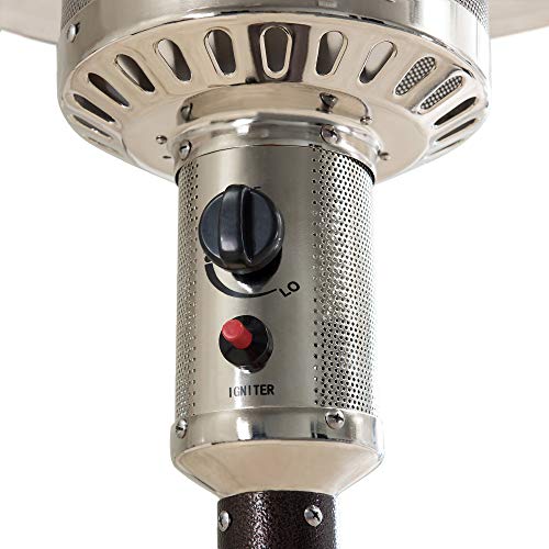 Sunjoy 47,000 BTU Avanti Outdoor Portable Propane Heater for Patio and Garden with Safety Auto Shut Off Valve and Wheels, Bronze