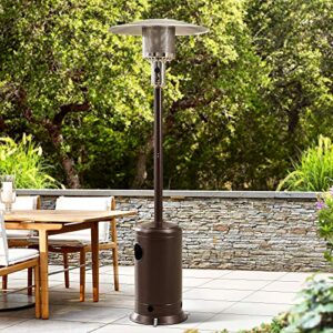 Sunjoy 47,000 BTU Avanti Outdoor Portable Propane Heater for Patio and Garden with Safety Auto Shut Off Valve and Wheels, Bronze