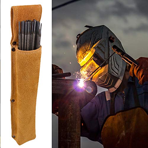 Welding Tools Bag, Welding Rod Holder Wearable Thickened Cowhide Anti-Scald Welder Hardware Tool Waist Bag Welding Rod Storage Container with 10 Reinforced Rivets Design