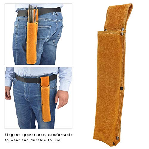 Welding Tools Bag, Welding Rod Holder Wearable Thickened Cowhide Anti-Scald Welder Hardware Tool Waist Bag Welding Rod Storage Container with 10 Reinforced Rivets Design