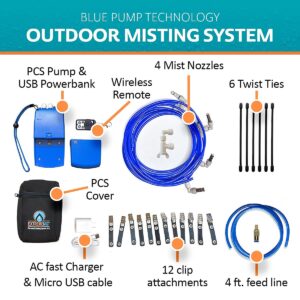 EXTREMEMIST Portable Misting System - 4 Mist Nozzles | Easy to Setup | 16 ft. Mist Line for Outdoor Patios, Golf Carts, Greenhouses, Canopy, Decks & More