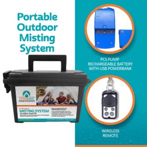 EXTREMEMIST Portable Misting System - 4 Mist Nozzles | Easy to Setup | 16 ft. Mist Line for Outdoor Patios, Golf Carts, Greenhouses, Canopy, Decks & More