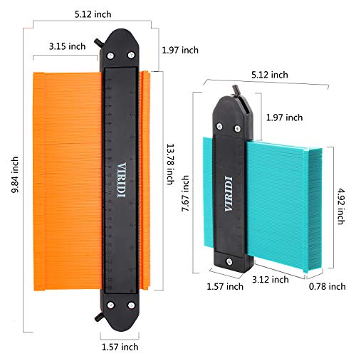 Contour Gauge with Lock, 2pcs 5&10 inch Profile Gauge Smart Measure Ruler Contour Duplicator Carpenter Tool for Vinyl Cutter Plank Install - Instant Template Instrument for Measuring and Cutting Wood