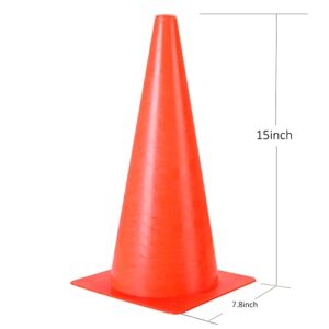 [7 Pack] Traffic Safety Cones, 15 Inch Orange Parking Cones Training Cones, Plastic Cones for Indoor/Outdoor Activity & Festive Events