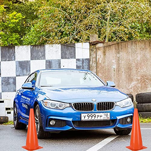 [7 Pack] Traffic Safety Cones, 15 Inch Orange Parking Cones Training Cones, Plastic Cones for Indoor/Outdoor Activity & Festive Events