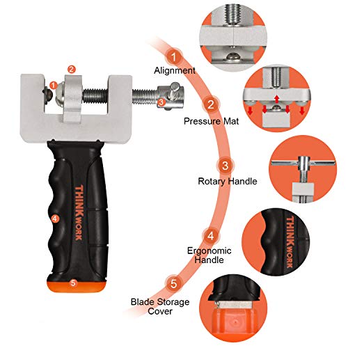 THINKWORK Glass Cutter Tool Kit, Tile Cutter Hand Tool, Easy Glide Glass & Tile Cutter DIY Home Kit（2 Blades & 4 Pads）