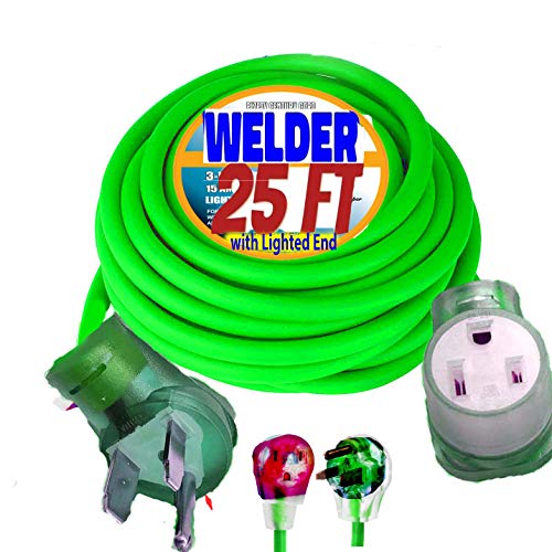 8/3 Welder Extension Cord 25 ft 10,000 Watts Nema 6-50 250-Volt Welder Extension Cord 8 Gauge Lighted end 220 Welder Extension Cord 50 amp Welding Extension Cord 25 ft 6/3 Plug