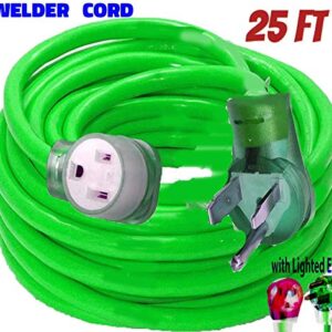 8/3 Welder Extension Cord 25 ft 10,000 Watts Nema 6-50 250-Volt Welder Extension Cord 8 Gauge Lighted end 220 Welder Extension Cord 50 amp Welding Extension Cord 25 ft 6/3 Plug