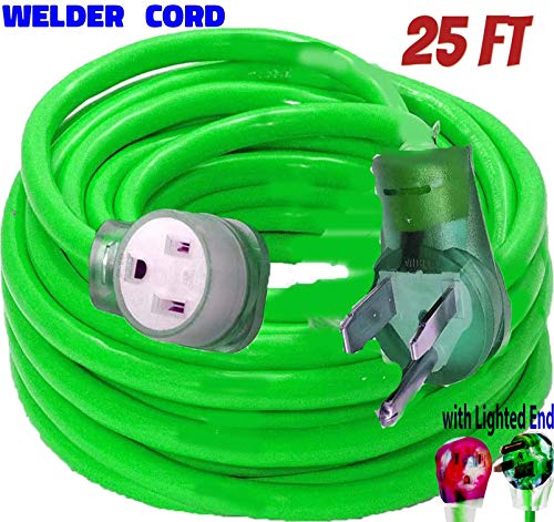 8/3 Welder Extension Cord 25 ft 10,000 Watts Nema 6-50 250-Volt Welder Extension Cord 8 Gauge Lighted end 220 Welder Extension Cord 50 amp Welding Extension Cord 25 ft 6/3 Plug