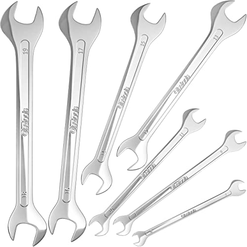 Olsa Tools Super-Thin Open End Wrench Set, Metric, Professional Grade, 7-Piece, Including 6mm to 19mm, Slim Spanner Wrench Set with EVA Foam Organizer