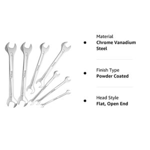 Olsa Tools Super-Thin Open End Wrench Set, Metric, Professional Grade, 7-Piece, Including 6mm to 19mm, Slim Spanner Wrench Set with EVA Foam Organizer