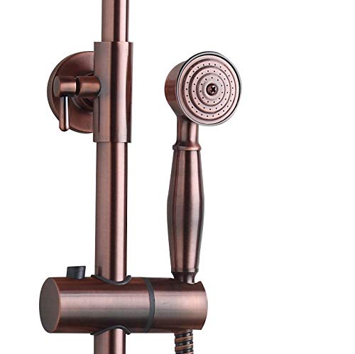 Exposed Shower System with 8 inch Rainfall Shower Head 3 Function Bathroom Shower Faucet Set Wall Mounted Copper Shower Fixture with Handheld Shower Head and Antique Brass Shower Mixer Valve