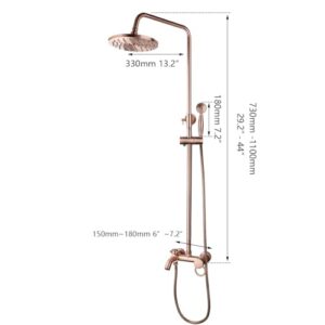 Exposed Shower System with 8 inch Rainfall Shower Head 3 Function Bathroom Shower Faucet Set Wall Mounted Copper Shower Fixture with Handheld Shower Head and Antique Brass Shower Mixer Valve