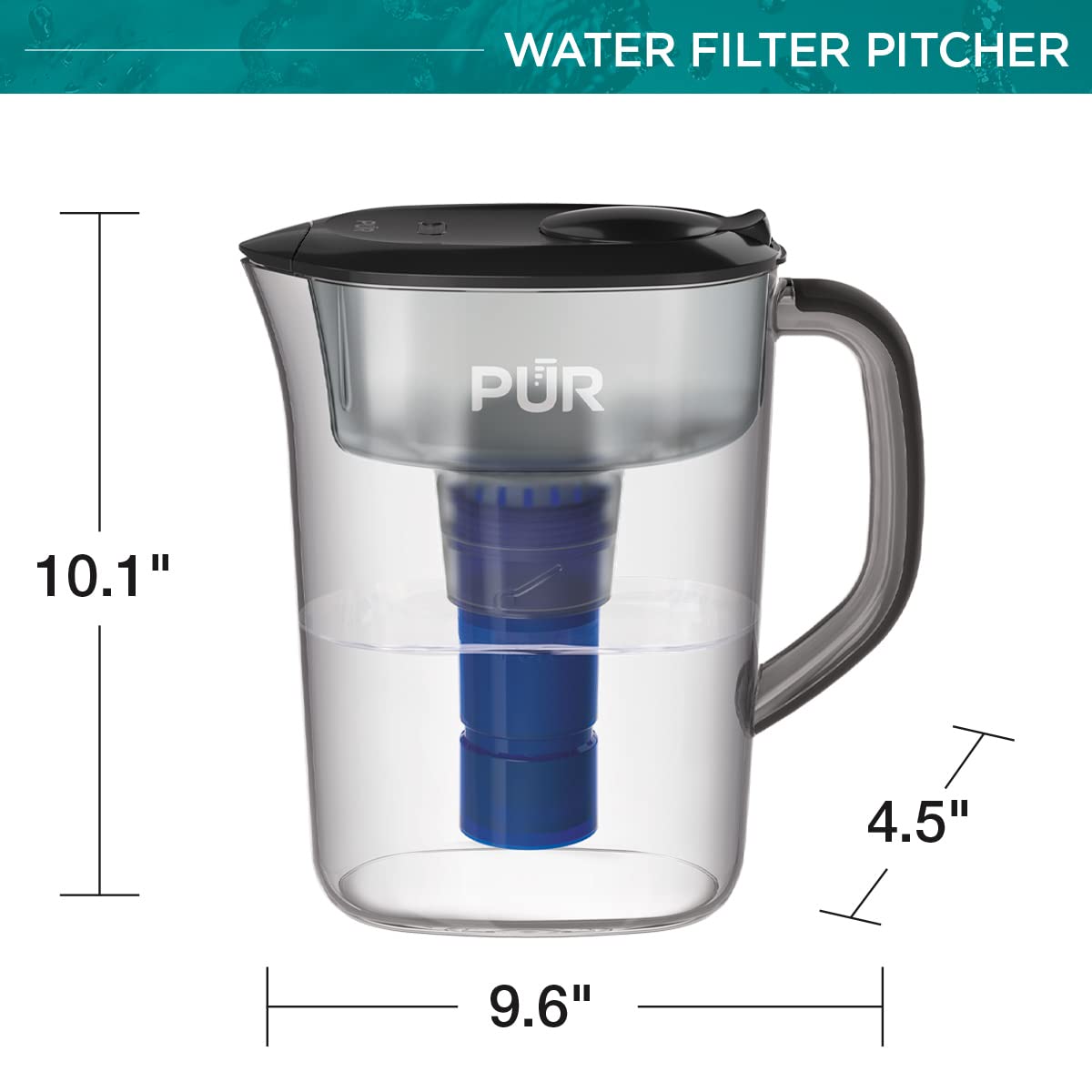 PUR PPT711B Ultimate Filtration Water Filter Pitcher, 7 Cup (Black)