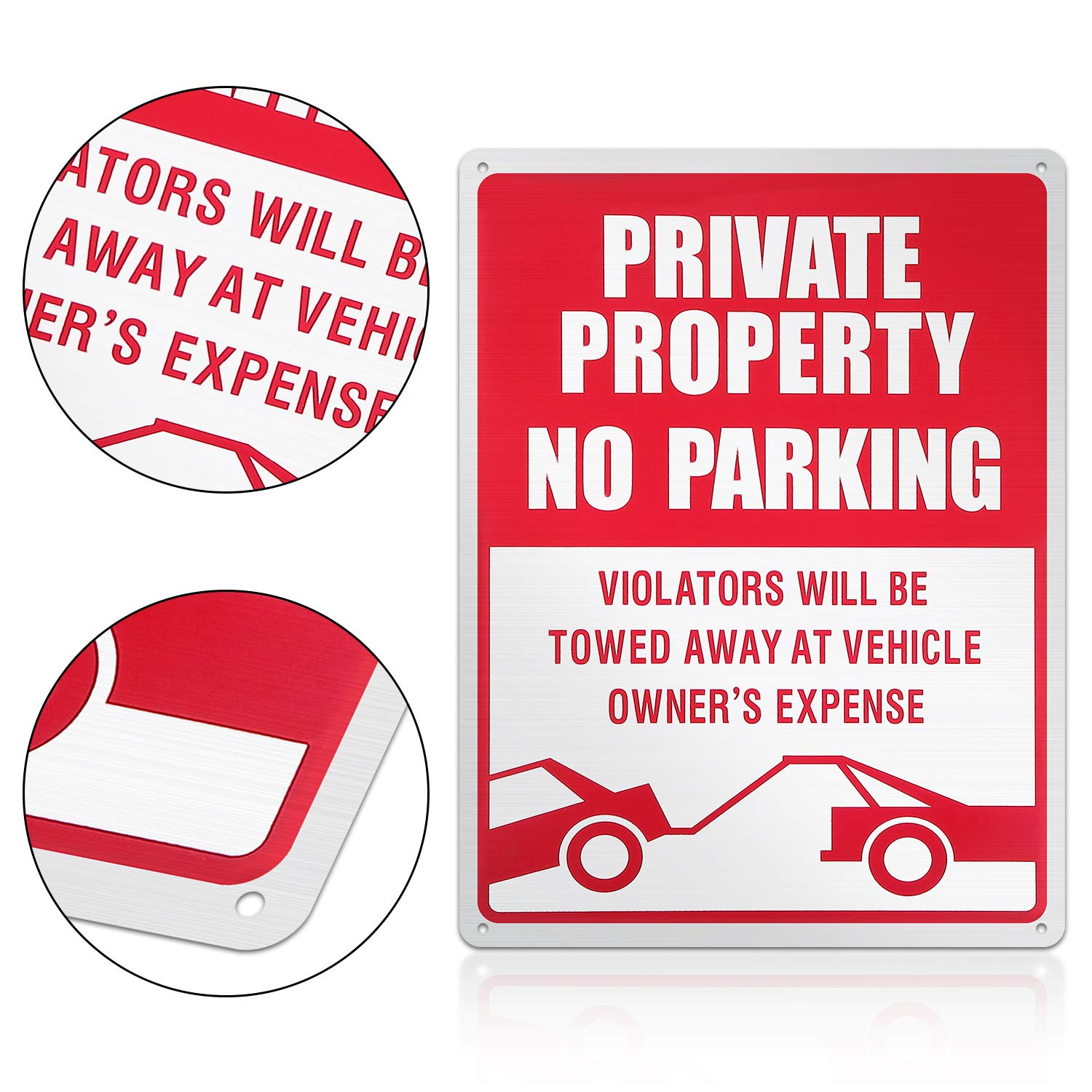 3 Pieces No Parking Sign, 14 x 10 Inches Reflective Private Property Sign Violators Will Be Towed Sign, Rust Free Aluminum, UV Protected, Weather Resistant, Waterproof, Durable Ink, Easy To Mount