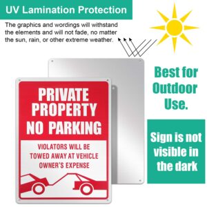 3 Pieces No Parking Sign, 14 x 10 Inches Reflective Private Property Sign Violators Will Be Towed Sign, Rust Free Aluminum, UV Protected, Weather Resistant, Waterproof, Durable Ink, Easy To Mount