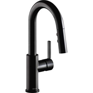 elkay avado single hole bar faucet with pull-down spray and lever handle, matte black