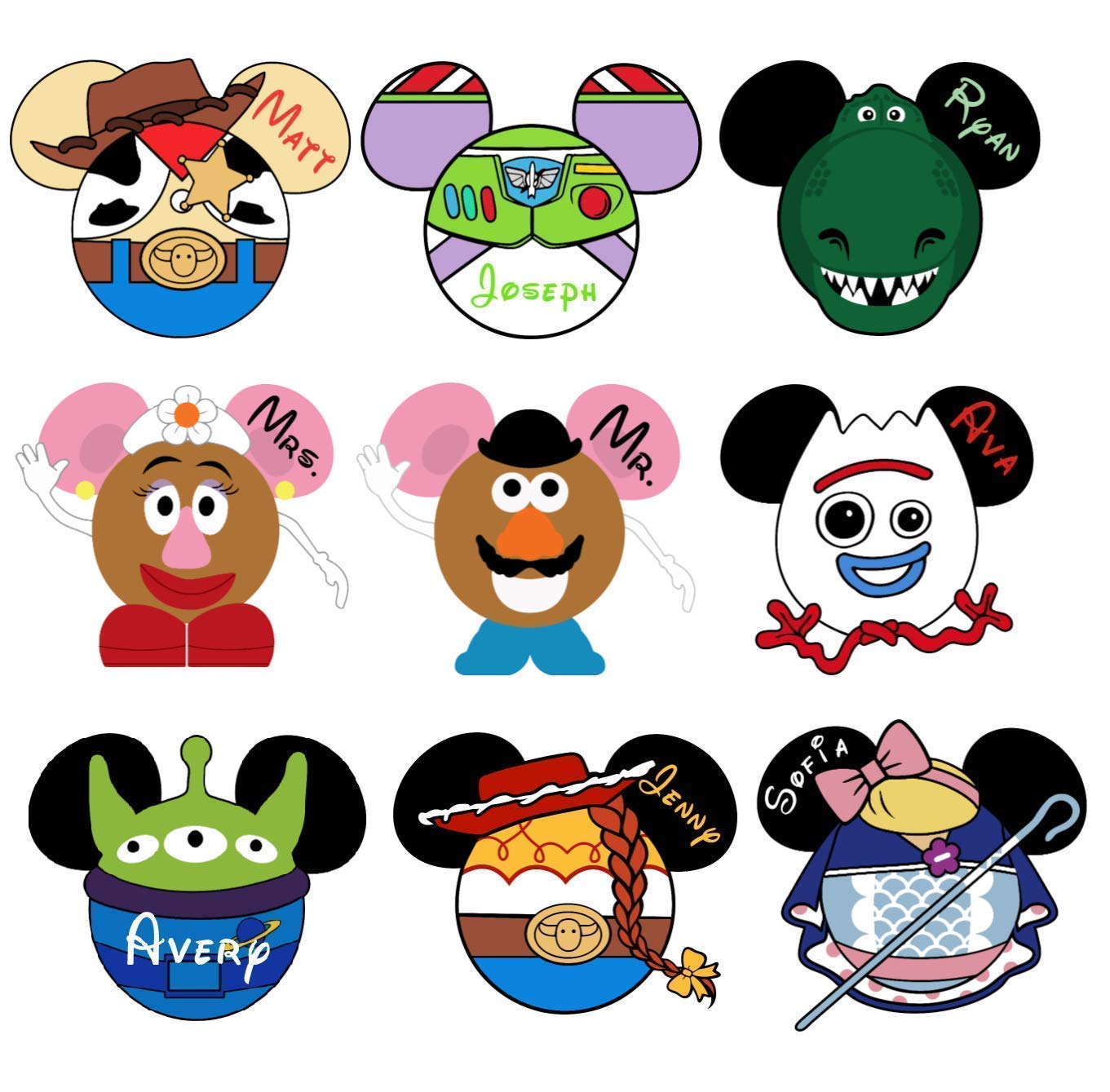 For Disney Cruise Magnet - Personalized Door Magnet toy Heads - 8 Pattern Choices Sheriff Buzz Bo Alien Rex etc.