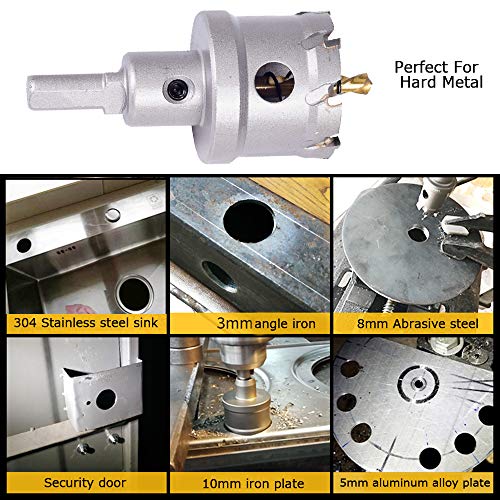 ASNOMY 8PCS Large TCT Hole Saw Kit for Hard Metal, 5/8"-2-3/8" (16-60mm) Carbide Tipped Hole Saw Hole Cutter with Titanium-Plated Pilot Drill bit for Metal, Stainless Steel, Iron, Wood, Plastic