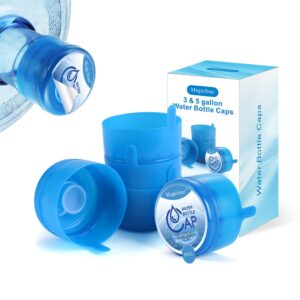 magicfour 5 pack gallon water bottle caps, water bottle caps 55mm non-spill replacement 3 & 5 gallon water jug caps water cooler bottle caps for 3 & 5 gallon water jug, dispenser