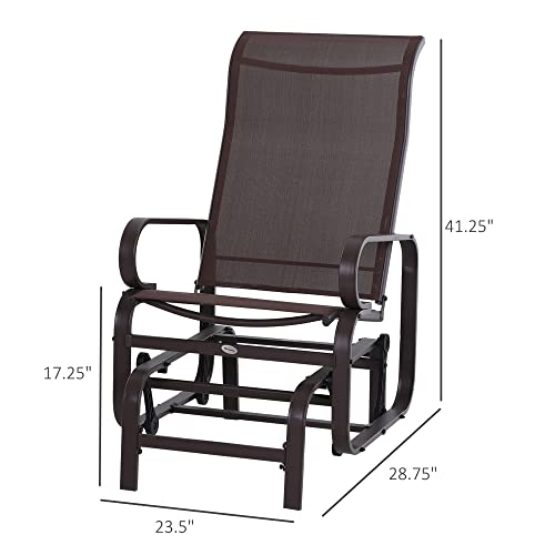 Outsunny Outdoor Glider Chair, Gliders for Outside Patio with Smooth Rocking Mechanism and Lightweight Construction for Backyard, Brown