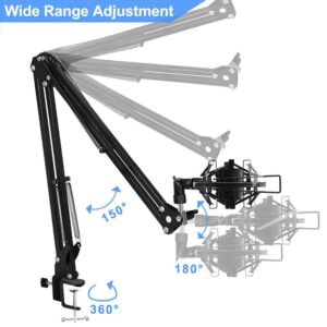 Upgraded USB Condenser Microphone for Computer, Great for Gaming, Podcast, LiveStreaming, YouTube Recording, Karaoke on PC, Plug & Play, with Adjustable Metal Arm Stand, Ideal for Gift, Black