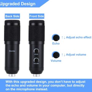 Upgraded USB Condenser Microphone for Computer, Great for Gaming, Podcast, LiveStreaming, YouTube Recording, Karaoke on PC, Plug & Play, with Adjustable Metal Arm Stand, Ideal for Gift, Black