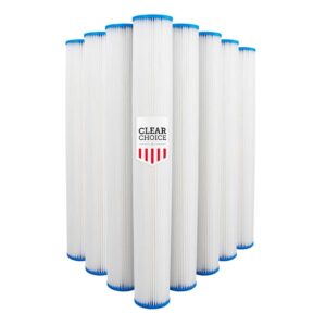 clear choice sediment filter cartridge 20 micron 20in x 4.50in 14k gal. replacement for pentek 255495-43 ecp20-20bb s1-20bb, pelican pbb-p20-20, flow-max fm-bb-20-20, 8-pk