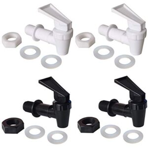 replacement cooler faucet - 2 white and 2 black water dispenser tap set plastic spigot.