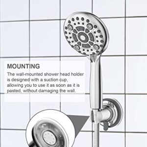 Shower Head Holder, Vacuum Suction Cup Handheld Shower Head Holder Bracket, Removable Polished Chrome Wand Holder for Bathroom