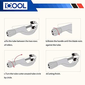 ICOOL Tubing Cutter 3/16 to 2-5/8 Inch (5-67 mm) for Aluminum Copper Brass PVC Pipe Thin Stainless Steel Tube, with Extra Blade