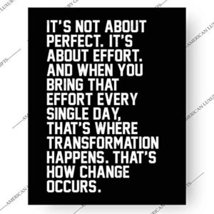 "It's Not About Perfect-It's About Effort"-Life Quotes Wall Art-8 x 10" Motivational Poster Print-Ready To Frame. Inspirational Home-Office-Classroom-Desk Decor. Perfect Sign to Inspire Effort!