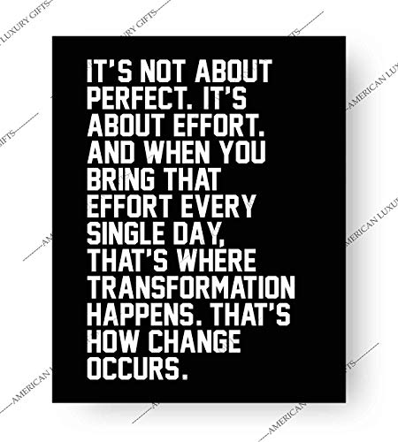 "It's Not About Perfect-It's About Effort"-Life Quotes Wall Art-8 x 10" Motivational Poster Print-Ready To Frame. Inspirational Home-Office-Classroom-Desk Decor. Perfect Sign to Inspire Effort!