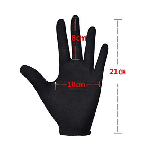 GSHLLO 6 Pairs Black Cotton Gloves Work Gloves Coin Gloves Jewelry Inspection Gloves for Women Men