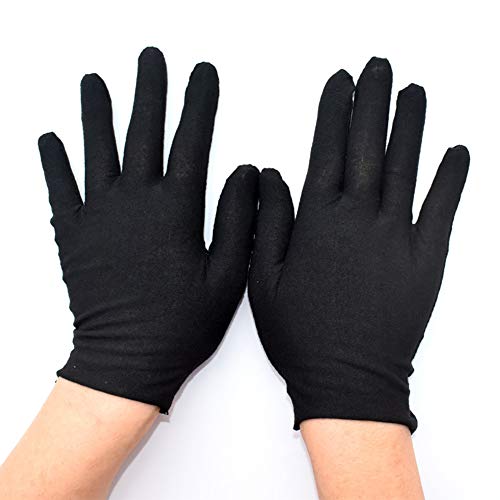 GSHLLO 6 Pairs Black Cotton Gloves Work Gloves Coin Gloves Jewelry Inspection Gloves for Women Men