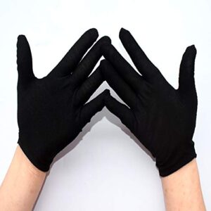 GSHLLO 6 Pairs Black Cotton Gloves Work Gloves Coin Gloves Jewelry Inspection Gloves for Women Men