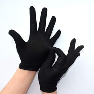 GSHLLO 6 Pairs Black Cotton Gloves Work Gloves Coin Gloves Jewelry Inspection Gloves for Women Men