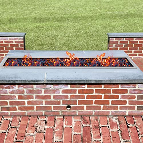 VEVOR Fire Pit Pan 49x8 Inch, Stainless Steel Linear Trough Fire Pit Pan and Burner, Built-in Fire Pit Burner Pan, 90K BTU