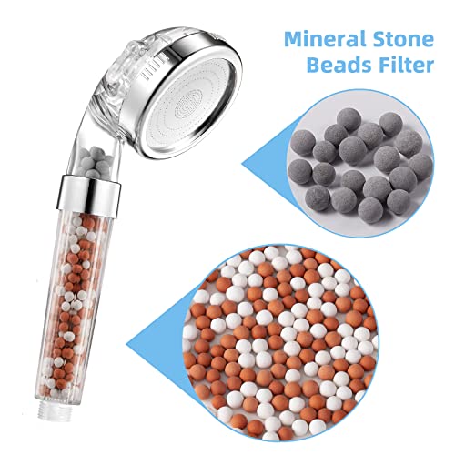 Filtration Stone Bead Balls for Filter Shower Head - Mineral Stone Beads for Purifying Water (Red Gray White)