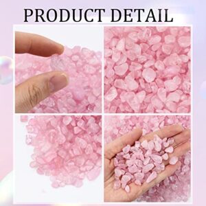 Twdrer 2lb/950g Small Natural Clear Rose Pink Tumbled Chips Crushed Stone Irregular Shaped Quartz Rock Healing Reiki Crystal Gemstone for Jewelry Making Garden Aquarium Vase Plant Decoration(Pink)