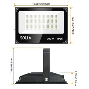 SOLLA 200W LED Flood Light, 20000lm 6000K Daylight White Super Bright Security Light Exterior Floodlight, Outdoor Lighting Fixture Landscape Spotlight for Yard, Garage, Rooftop, Stadiums, Courts